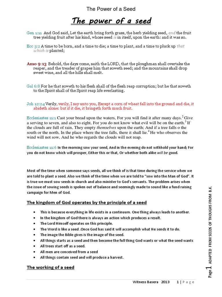 The Power of A Seed | PDF | Sowing | Seed