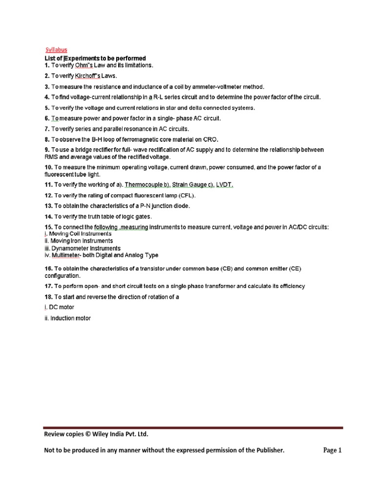 BEEE Lab Manual | PDF | Electrical Resistance And Conductance | Voltage