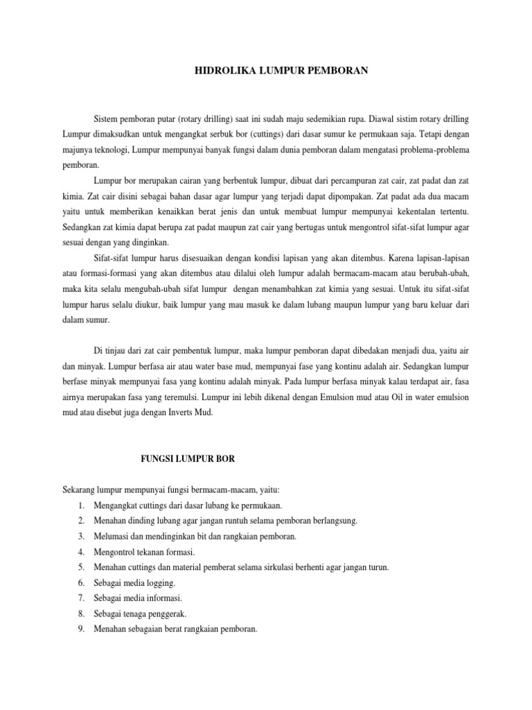 Hidrolika Lumpur Pemboran | PDF