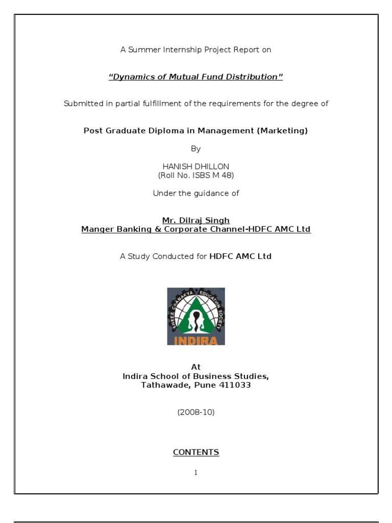 HDFC Amc Project Report Final | PDF | Securities (Finance) | Investor