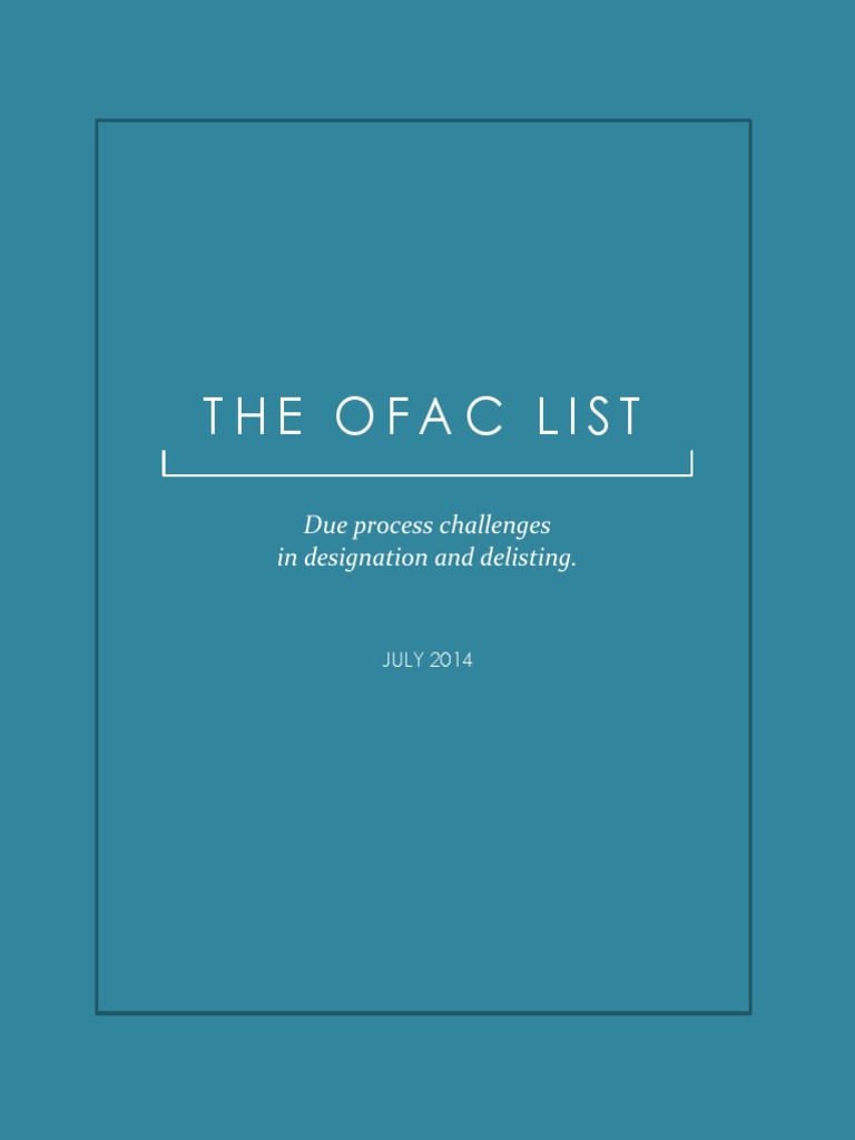 The OFAC List Due Process Challenges | Office Of Foreign Assets Control ...