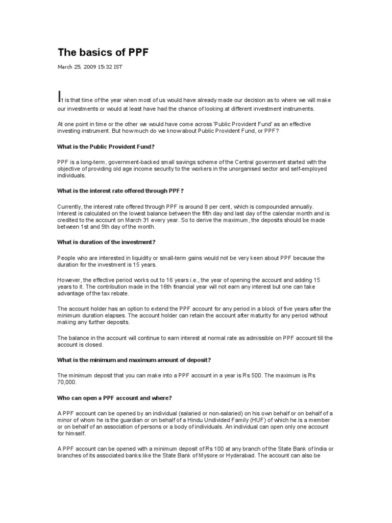 The Basics of PPF | PDF | Personal Finance | Taxes