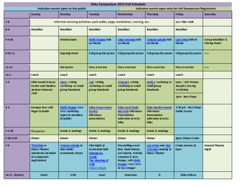 Sitka Symposium 2014 Event Schedule | PDF | Art