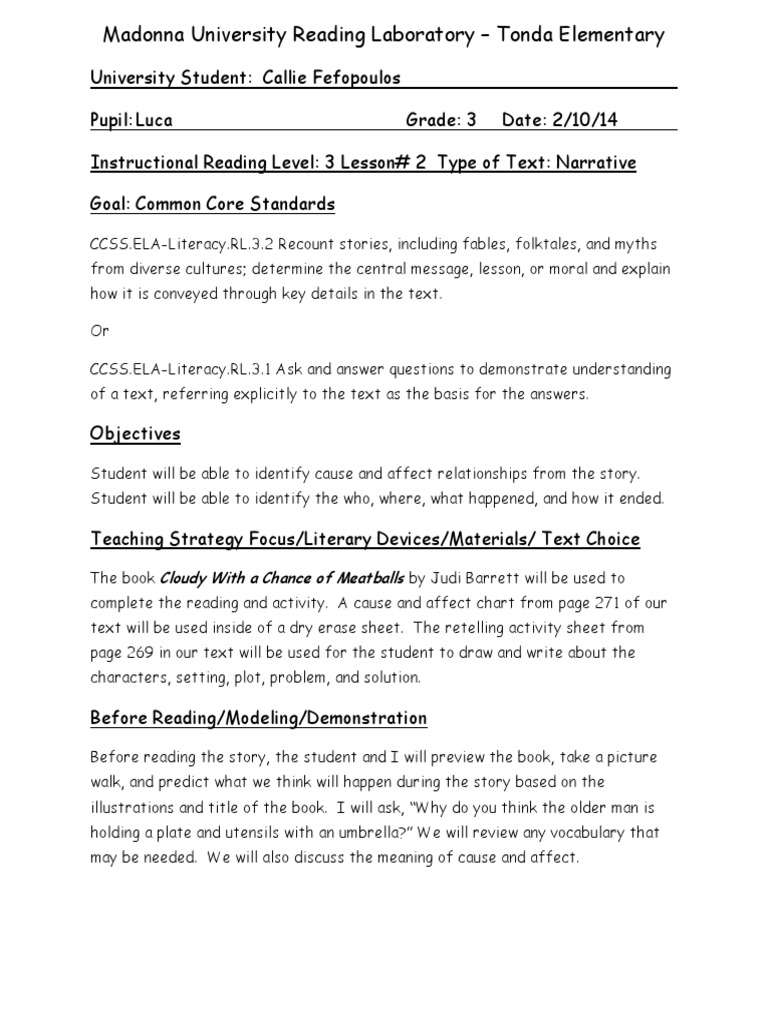 Cloudy With A Chance of Meatballs | PDF | Reading (Process) | Plot ...