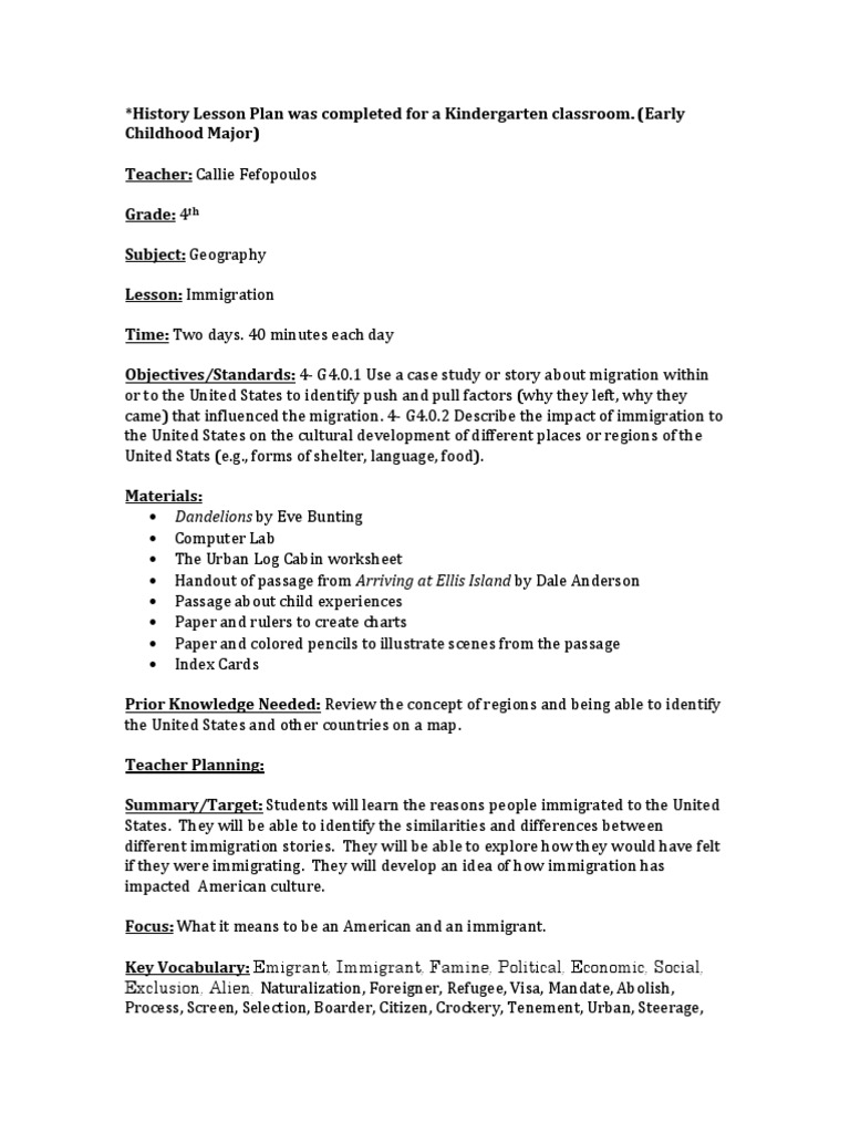 Geography Lesson Plan | PDF | Immigration | Lesson Plan