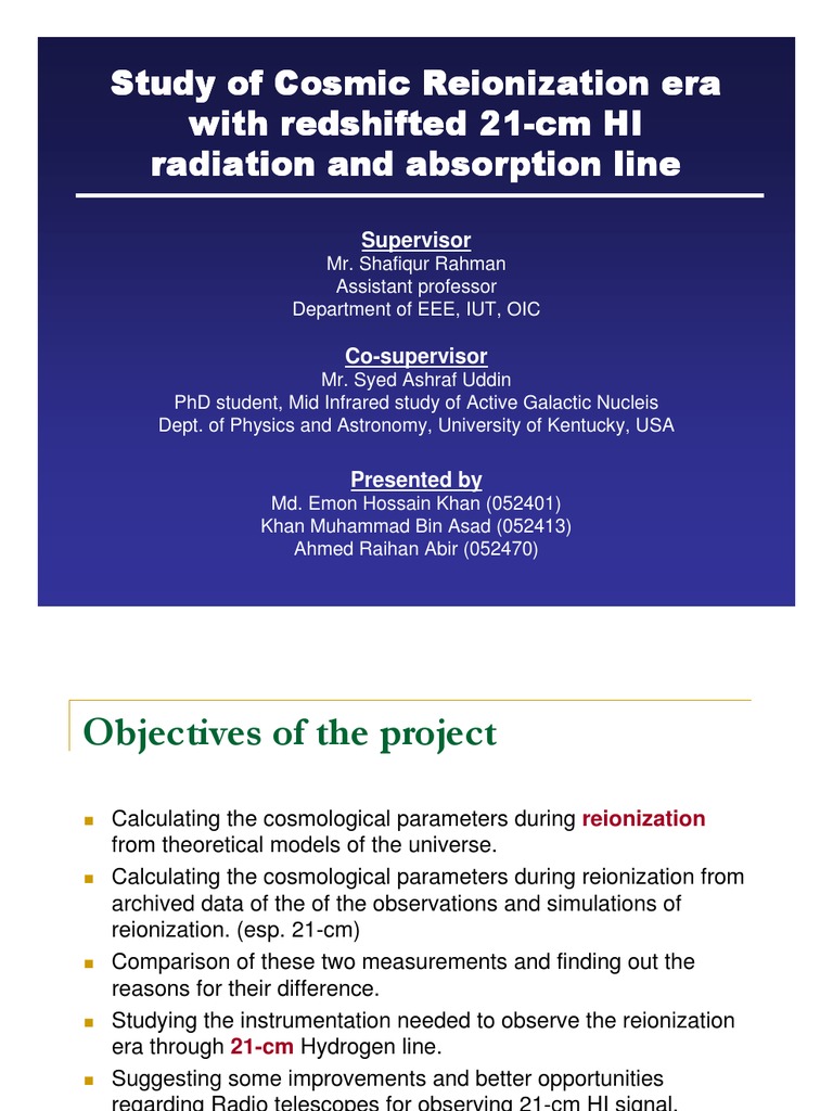 Cosmic Reionization Study With 21cm HI Line | PDF | Cosmic Microwave ...