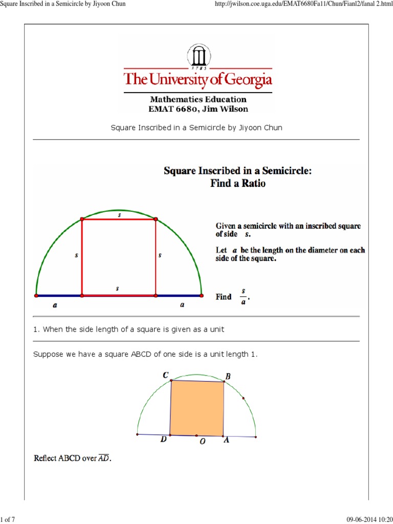 Constructing a Square in a Semicircle | PDF | Triangle | Circle