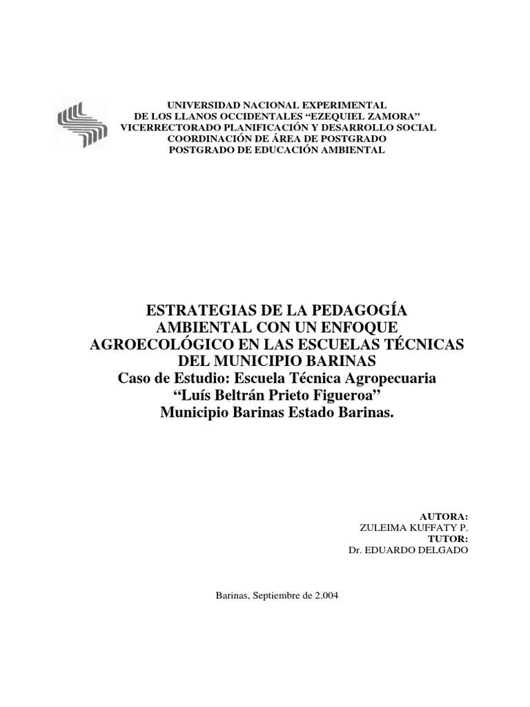Tesis de La Unellez | PDF | Plan de estudios | Desarrollo sostenible Tesis de La Unellez | PDF | Plan de estudios | Desarrollo sostenible
