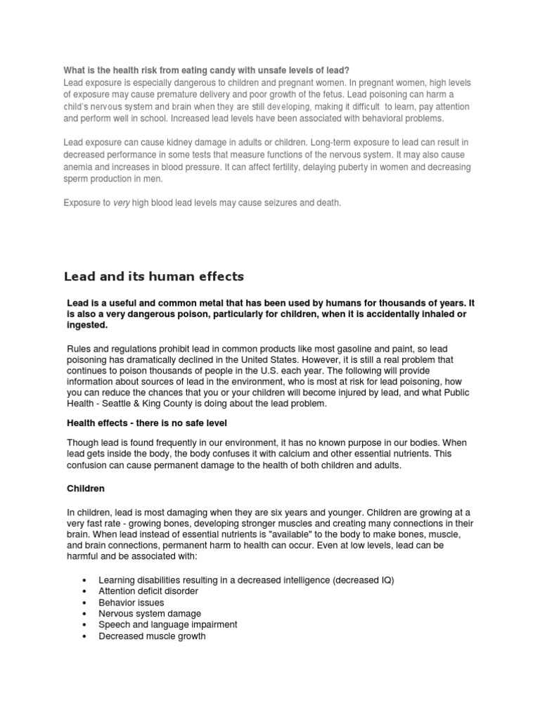 What Is The Health Risk From Eating Candy With Unsafe Levels of Lead ...
