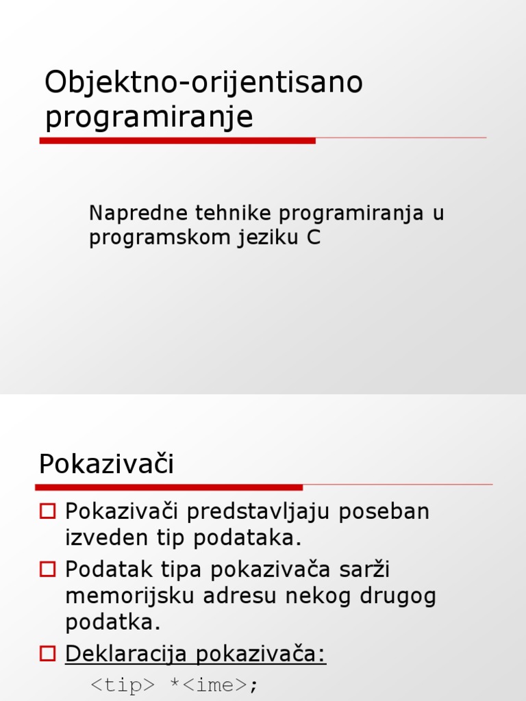 Objektno Orijentisano Programiranje - Racunske Vezbe (Prezentacije) | PDF