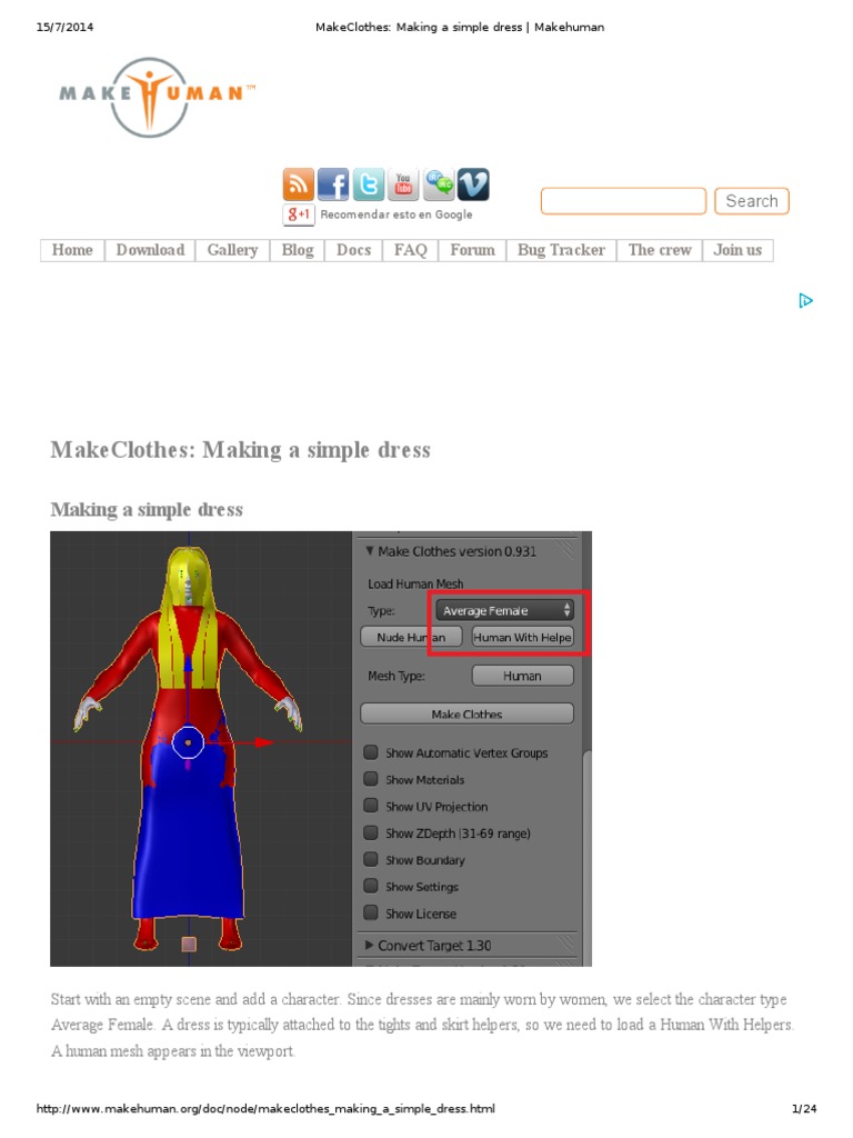 Create a Simple Dress in MakeHuman | PDF | Texture Mapping | Blender ...