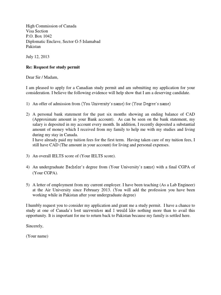 Study Permit Application Cover Letter | PDF | Career & Growth
