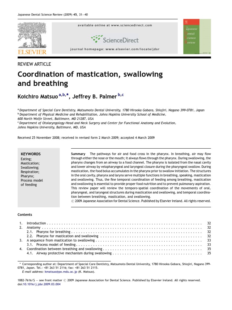 Coordination of Mastication, Swallowing and Breathing | Exhalation ...