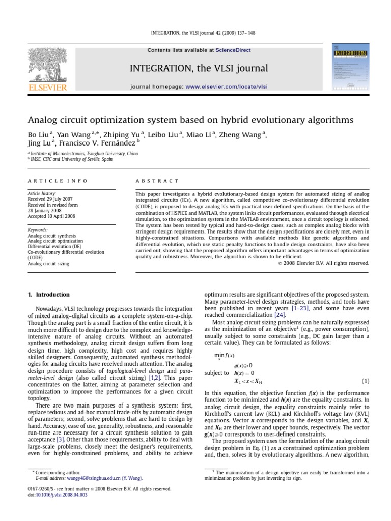Analog Circuit Optimization System Based On Hybrid Evolutionary Algorithms | PDF | Mathematical ...