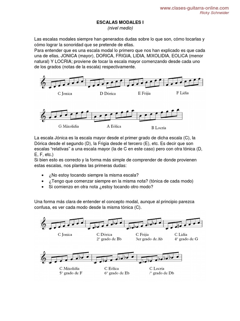 Escalas Modales I | PDF | Escala (música) | Acorde (Música)