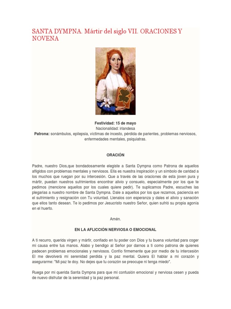 Santa Dympna | PDF | Oración | Cristo (título)