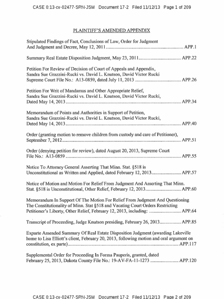 Grazzini-Rucki V Knutson Amended Appendix ECF 17-2 13-CV-02477 Michelle ...