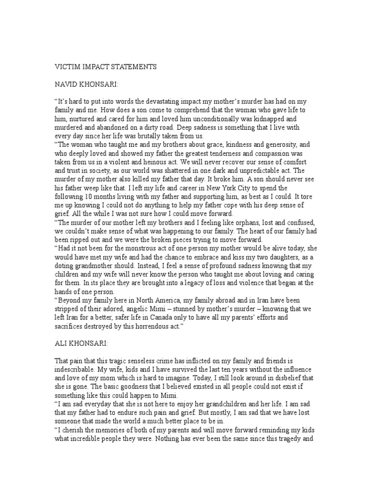 Victim Impact Statement | PDF