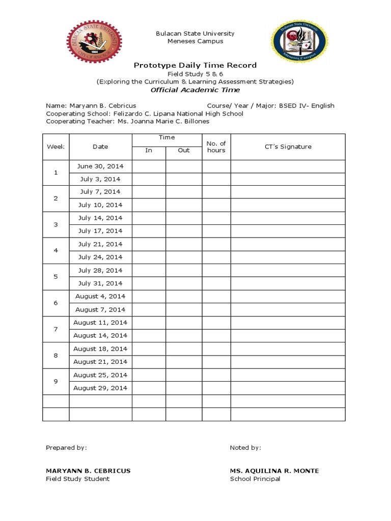 Prototype Daily Time Record | PDF
