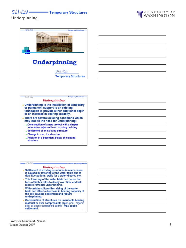 Underpinning Techniques Guide | PDF | Deep Foundation | Infrastructure
