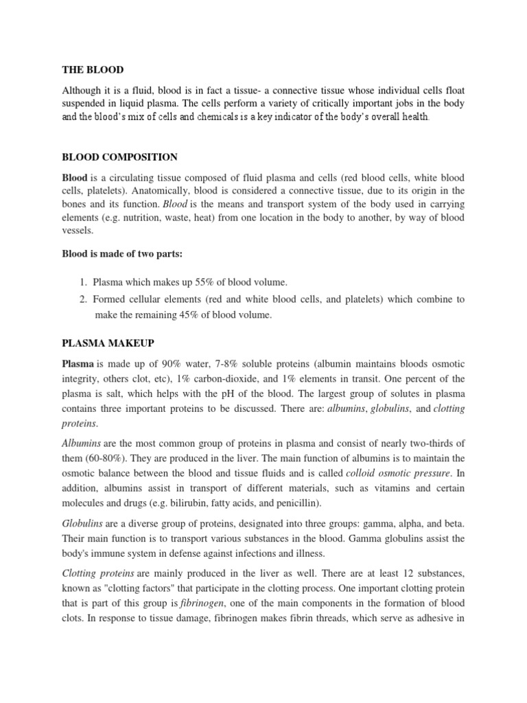 Anatomy and Physiology of Blood | Download Free PDF | Blood Type ...