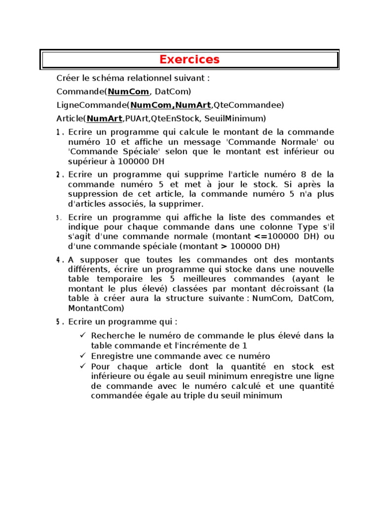 Gestion des Commandes SQL | PDF | Informatique | Informatique et ...