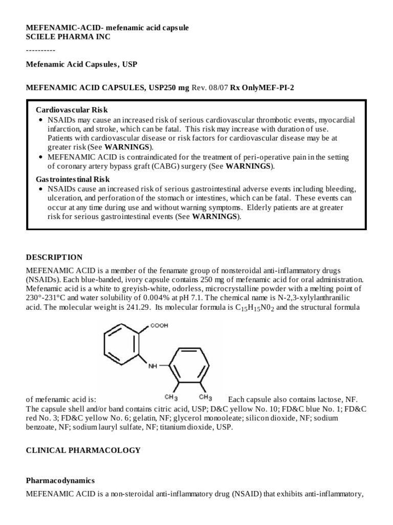 MEFENAMIC-ACID-mefenamic Acid Caps Ule Sciele Pharma Inc | PDF ...