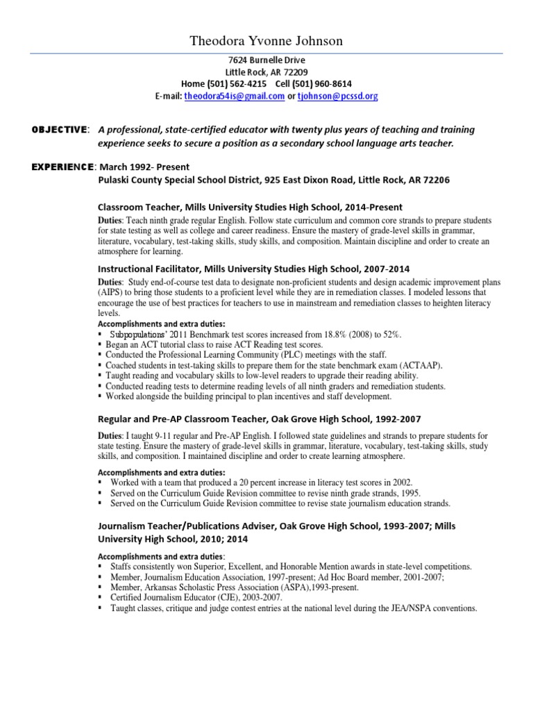 THEODORA YVONNE JOHNSON_RESUME_WORD.docx | Secondary School | Teachers