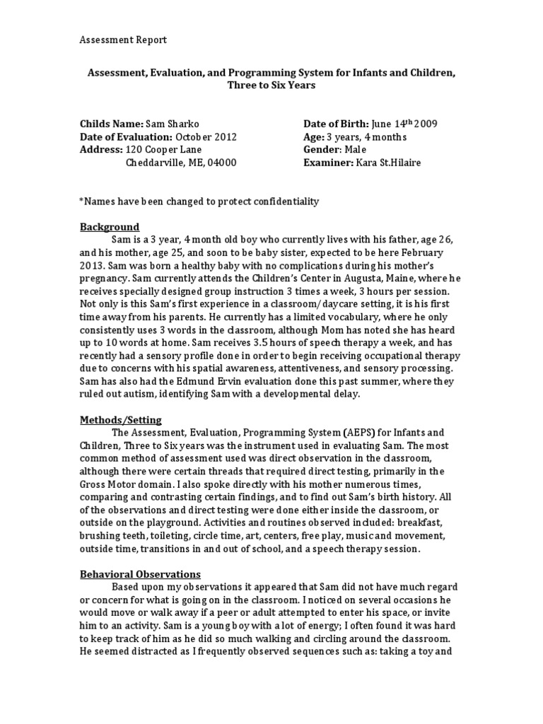 Aeps Assessment Kara | PDF | Occupational Therapy | Psychotherapy