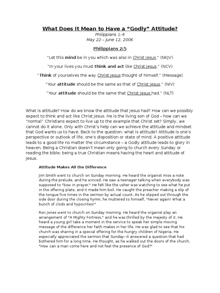 Understanding a Godly Attitude in Christ | PDF | Humility | Epistle To ...