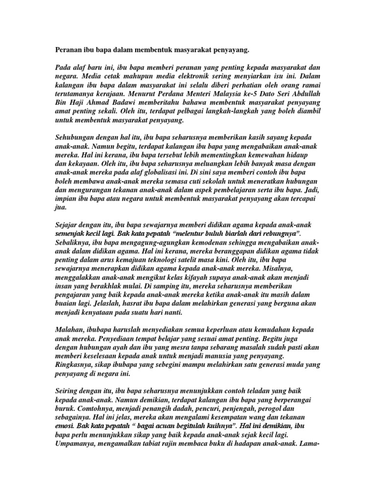 Peranan Ibu Bapa Dalam Membentuk Masyarakat | PDF | Karier ...