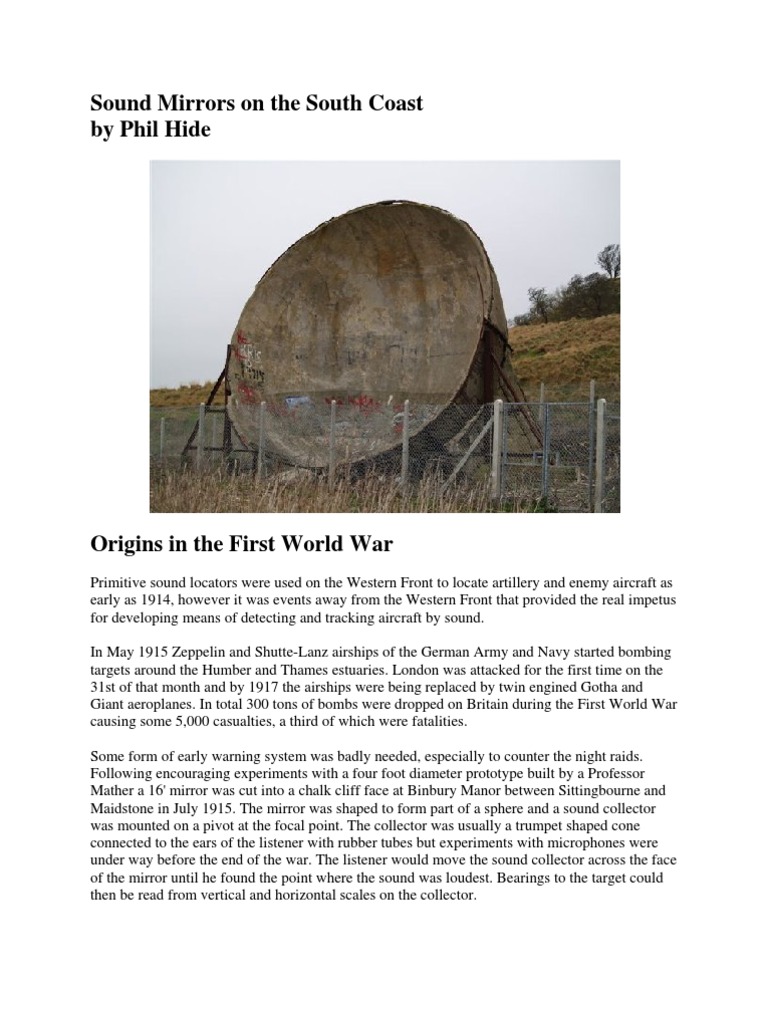 Sound Mirrors On The South Coast | PDF | Zeppelin | Nature