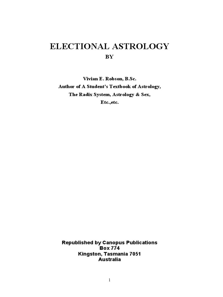 Electional Astrology | PDF