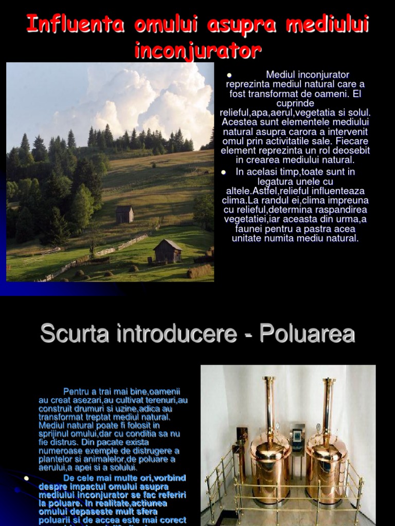 Influenta Omului Asupra Mediului Inconjurator | PDF