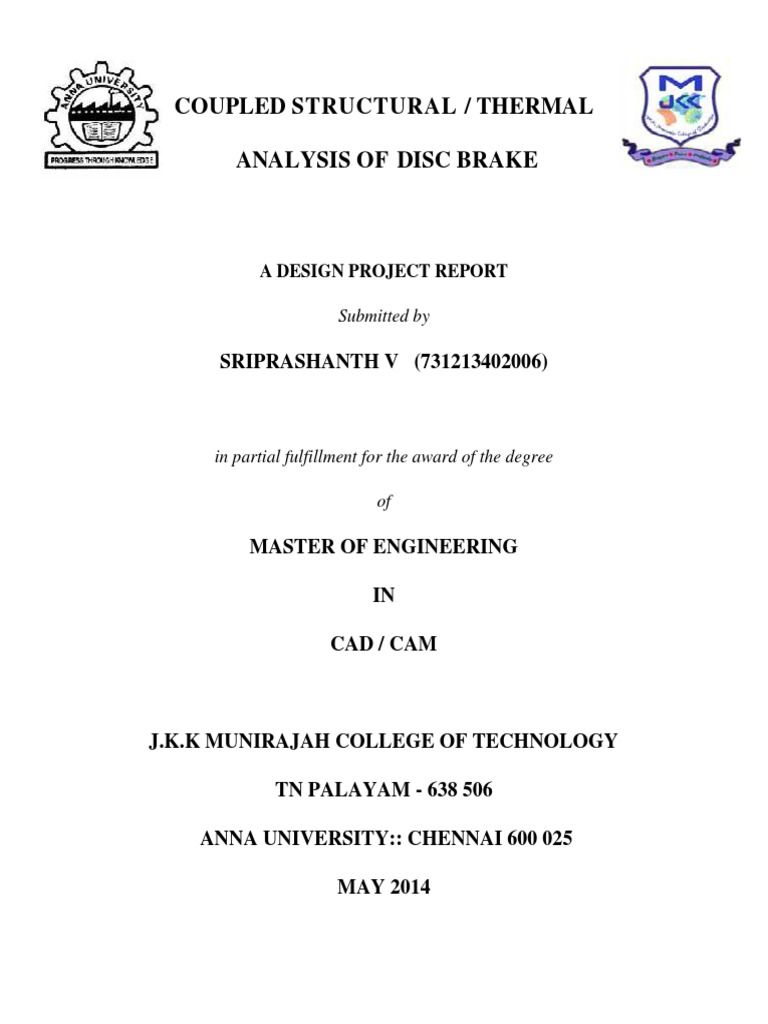 Design and Analysis of Disc Brak | PDF | Finite Element Method | Brake