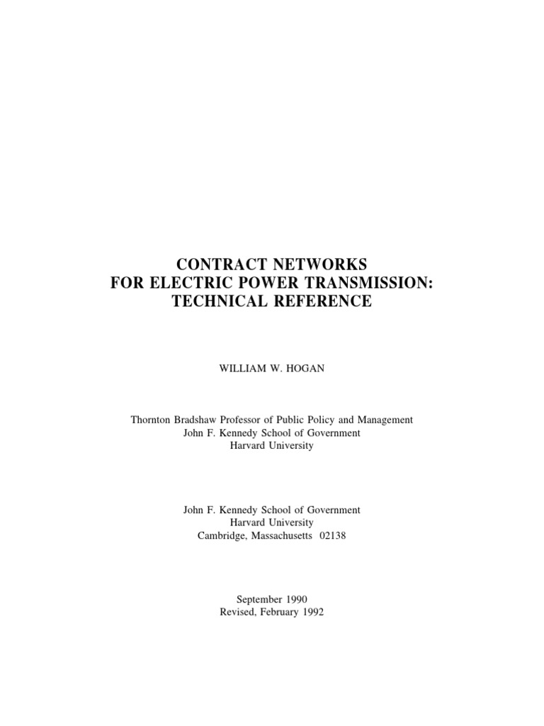 Contract Networks For Electric Power Transmission Technical Reference ...