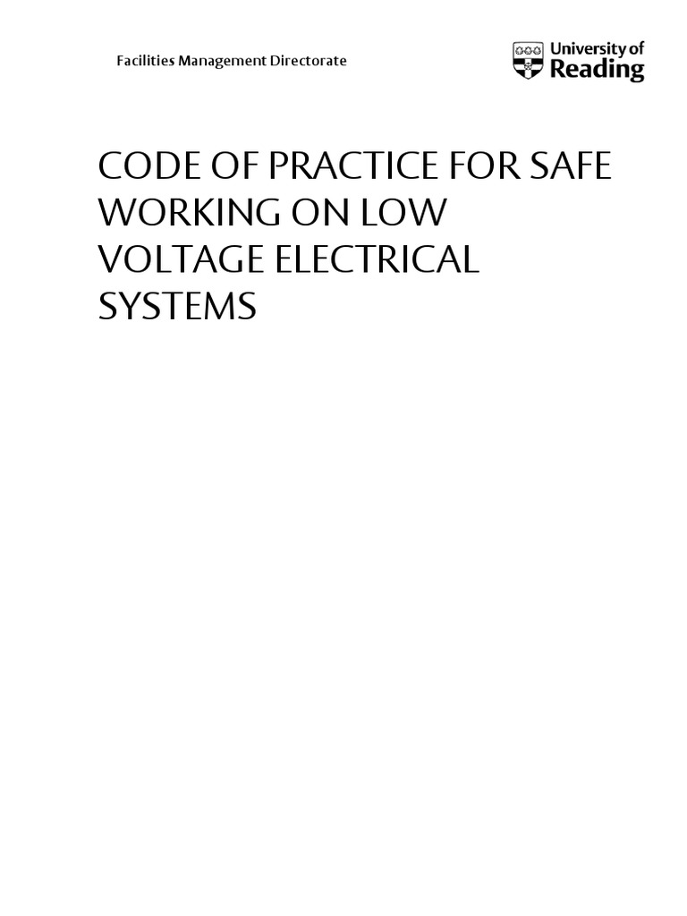 Safe Working On Low Voltage Electrical Systems | PDF | Electric Shock ...