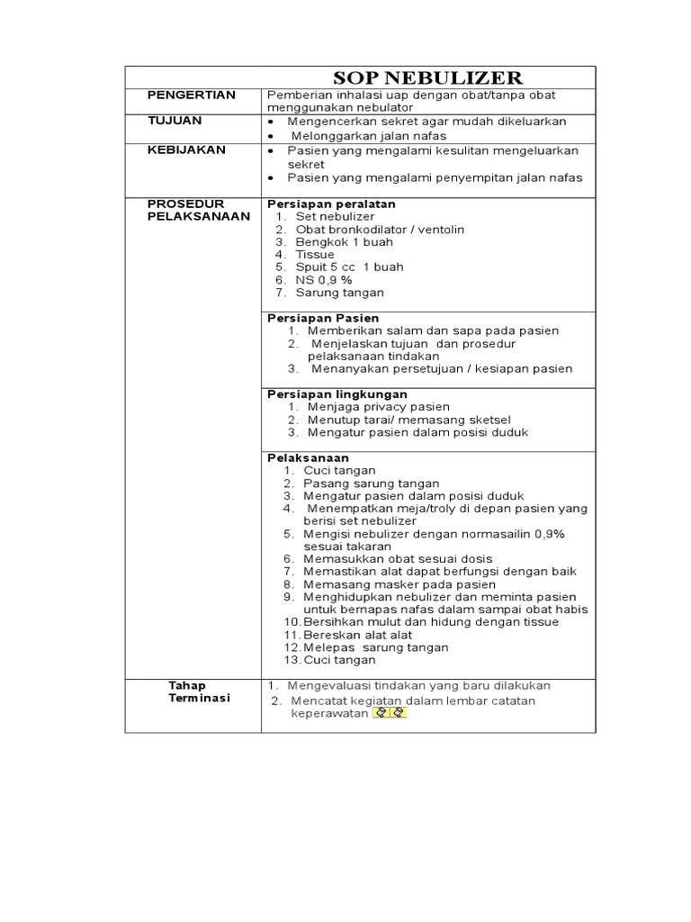 Sop Nebulizer | PDF