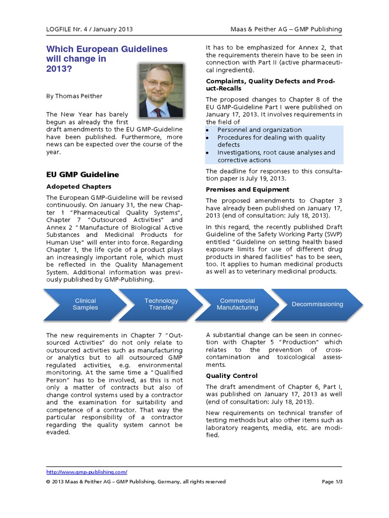 EU GMP Guidelines 2013 | PDF | Quality Management System ...