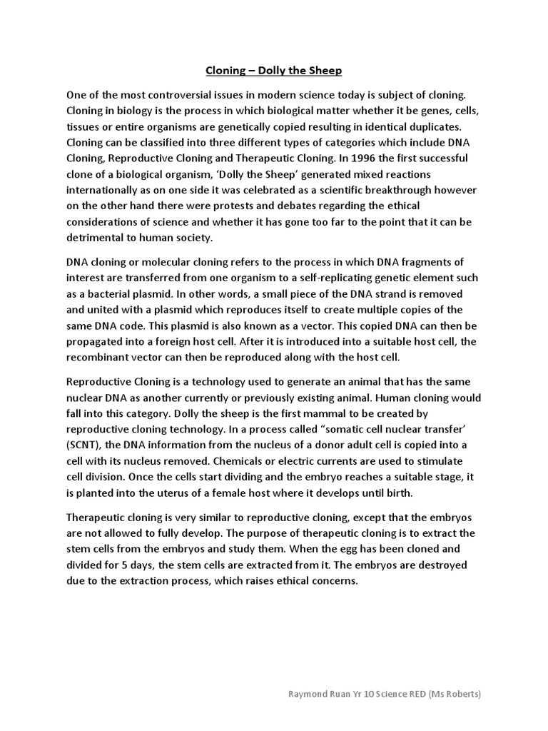 Cloning - Dolly The Sheep | PDF | Cloning | Plasmid