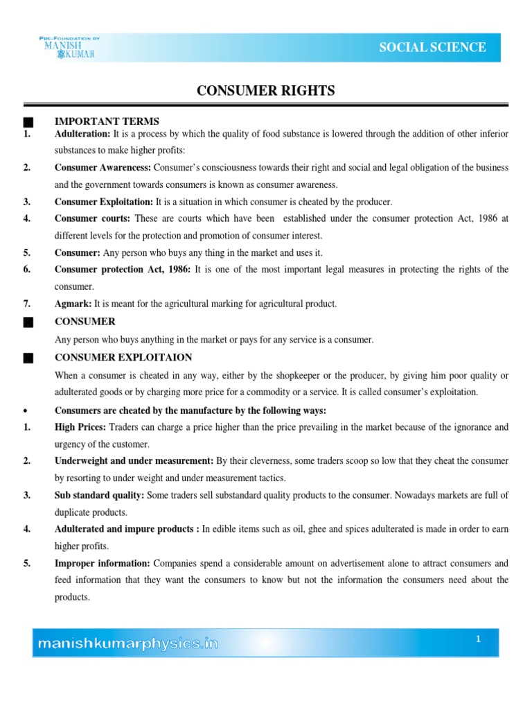 Consumer Rights | PDF | Standardization | Consumer Protection