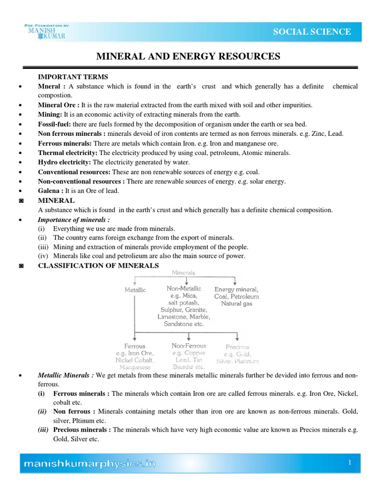 Mineral and Energy Resources | PDF | Energy Development | Coal