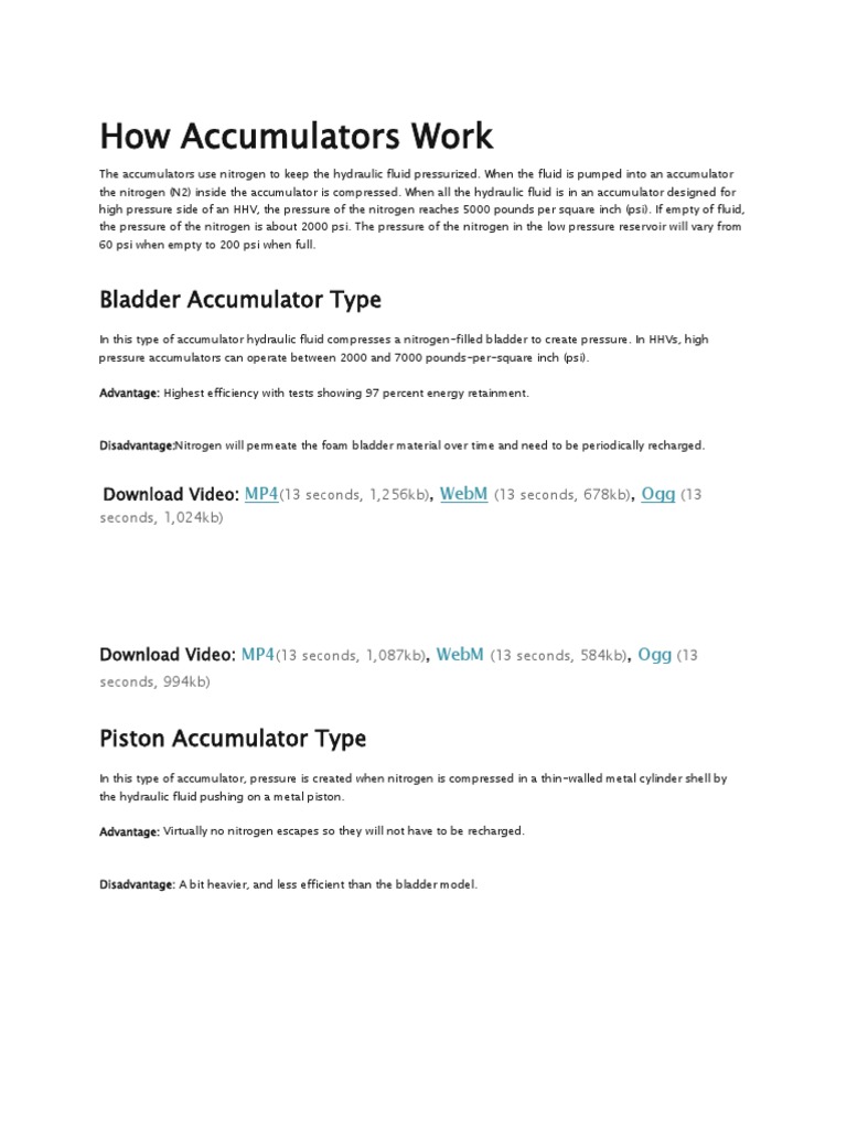 Understanding Hydraulic Accumulators | PDF