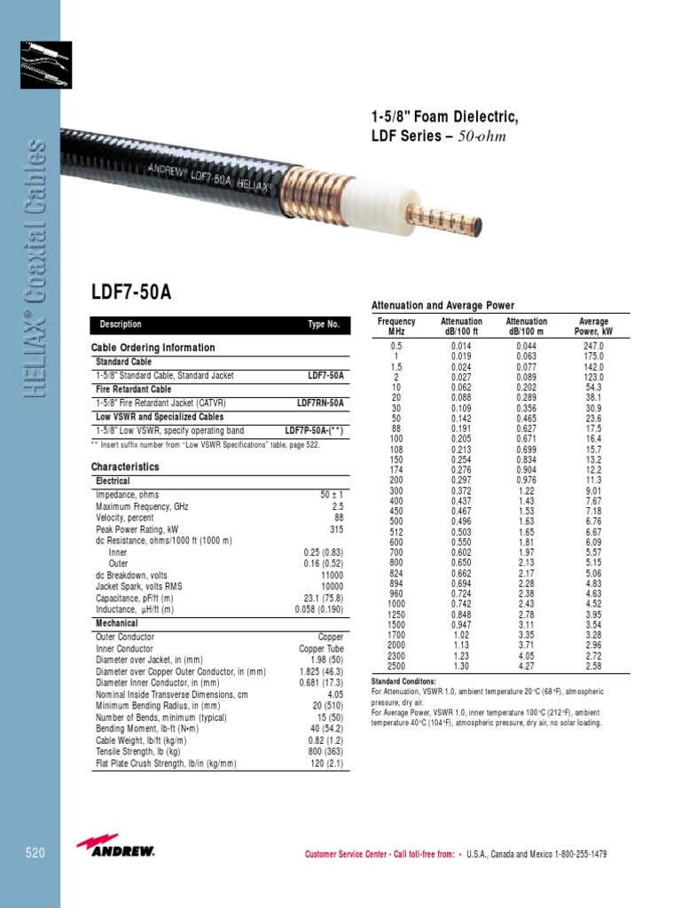 LDF7-50A: 1-5/8" Foam Dielectric, LDF Series - 50-Ohm | PDF ...