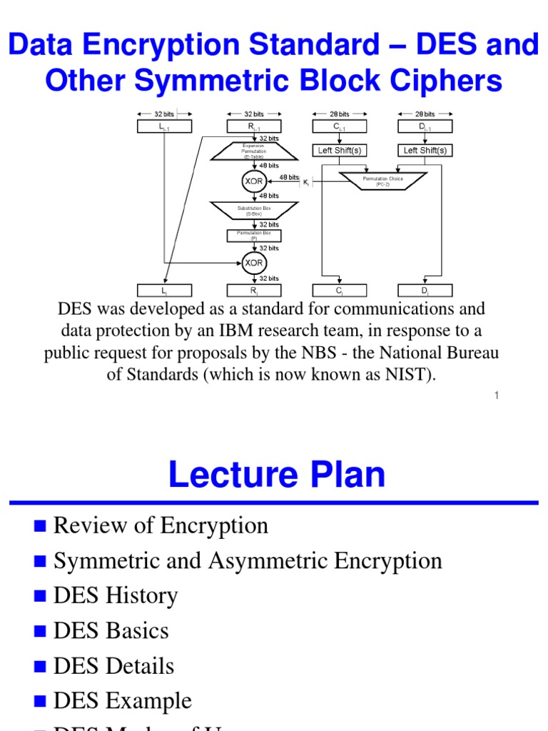 Data Encryption Standard - DES and Other Symmetric Block Ciphers | PDF ...