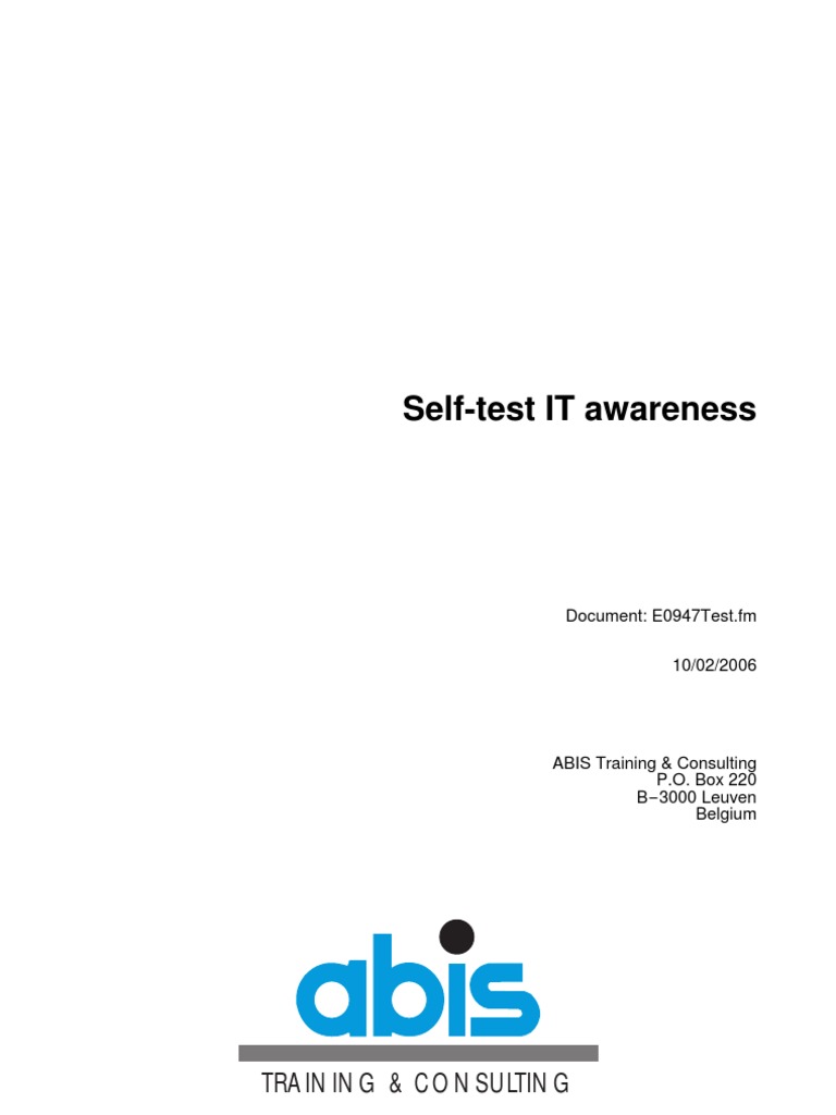 IT Awareness Self-Test Assessment | PDF | Local Area Network ...