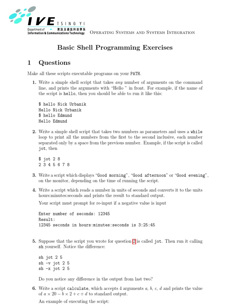 Basic Shell Programming Exercises | PDF | Command Line Interface | Digital Technology