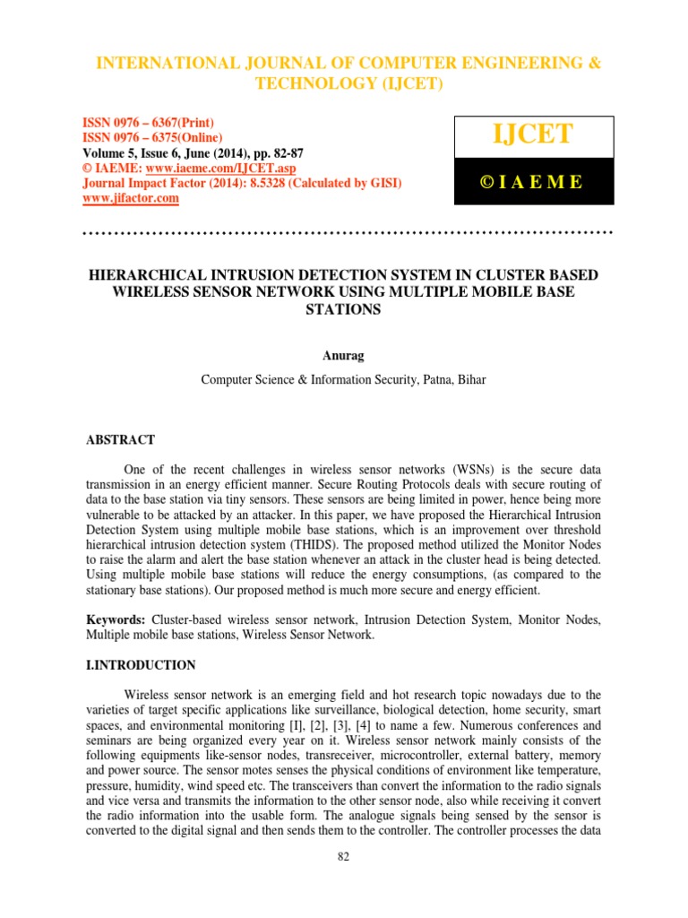 Hierarchical Intrusion Detection System In Cluster Based Wireless