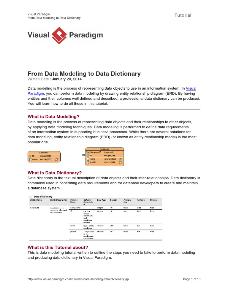 Data Modeling Data Dictionary | Download Free PDF | Data Model ...