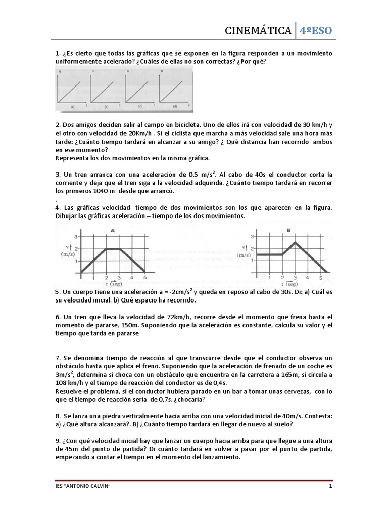 Problemas de Cinemática | Cinemática | Velocidad